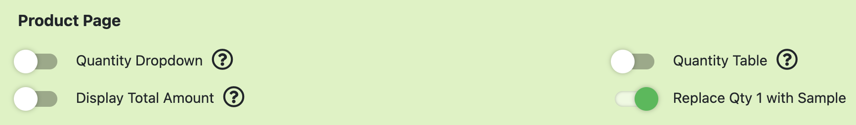 Replace Qty 1 with Sample