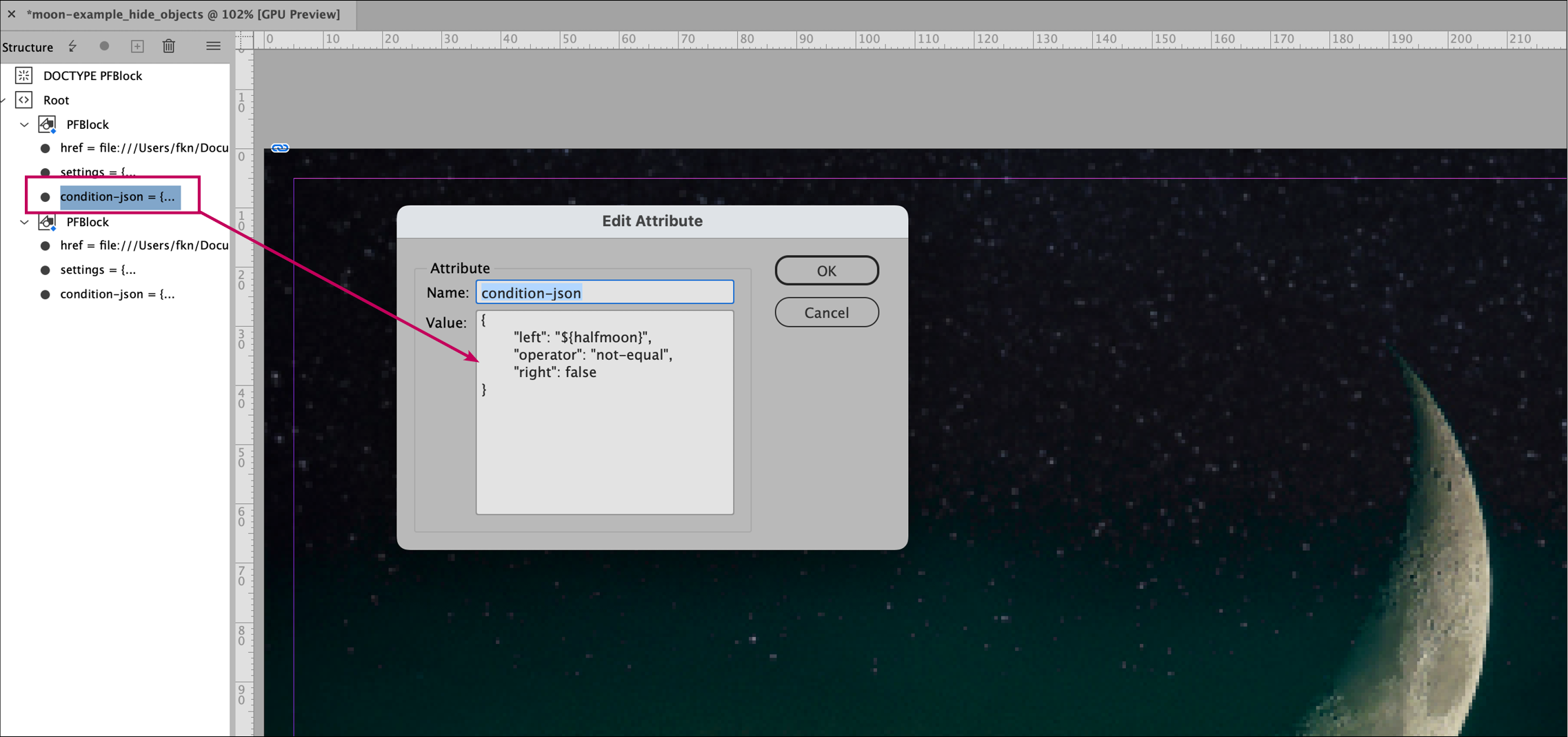 Hide objects via formeditor